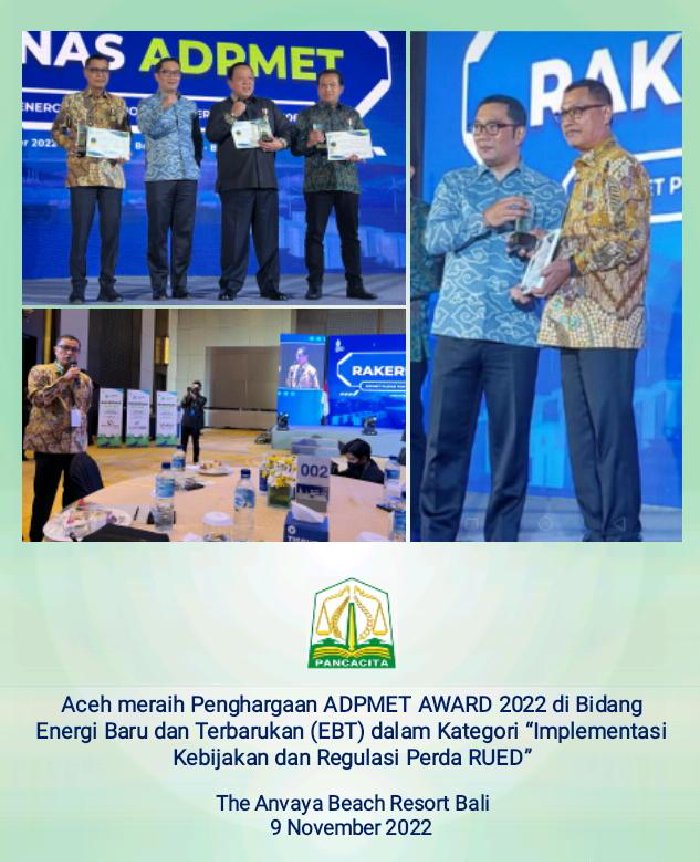 Aceh Kembali Terima Penghargaan di Bidang Energi Baru dan Terbarukan